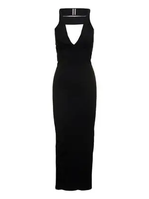 Rick Owens Maxi Dress With Cut-out In Viscose Blend - Multicolor