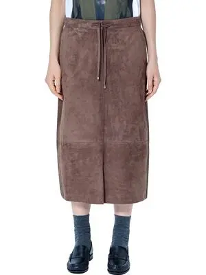 Max Mara Suede Midi Skirt - Brown