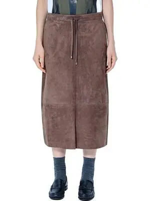 Max Mara Suede Midi Skirt - Burgundy