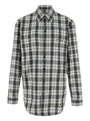 Balenciaga Black And White Shirt With All-over Stripe Motif In Cotton Flannel For - Multicolor