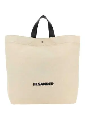 JIL SANDER Jil Sander Women Sand Canvas Flat Shopping Bag Brown