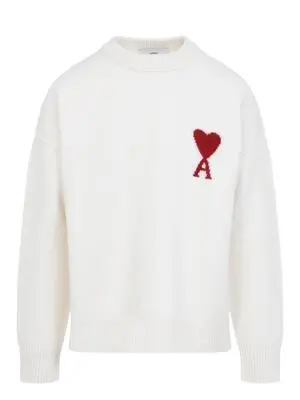 AMI Paris Wool Crewneck Sweater - White