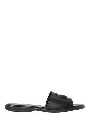 Gucci Calfskin Leather Slides With Embossed Gg Monogram - Black