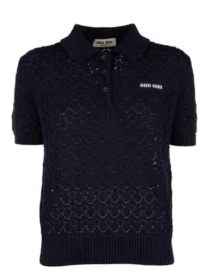 Miu Miu Short Sleeve Polo Knitwear - Multicolor