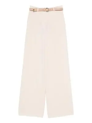 Max Mara Belted Palazzo Trousers - Cream