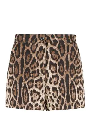 Dolce & Gabbana Leopard Print Cotton Shorts - Brown