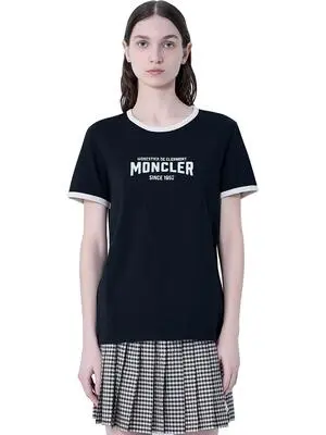Moncler Cotton Logo Print T-shirt - Black