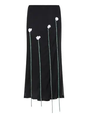 Moschino Midi Skirt With Floral Accents - Black