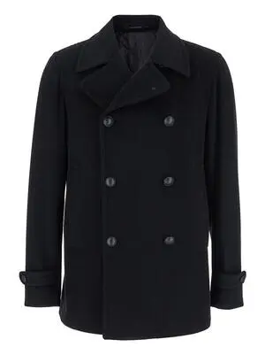 TAGLIATORE Tagliatore Men Black Coat With Button Closure And Welt Pockets In Wool