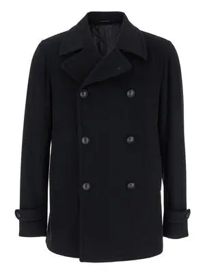 Tagliatore Wool Pea Coat With Welt Pockets - Black