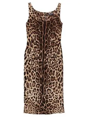Dolce & Gabbana Leopard Print Sleeveless Cocktail Dress - Multicolor