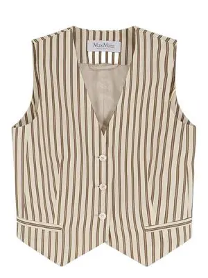 Max Mara Striped Cotton And Silk Vest - Cream