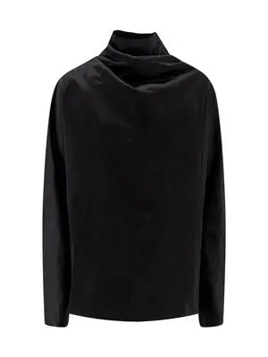 TOTEME Cowl Neck Viscose And Linen Shirt - Black