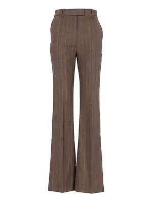 GANNI Pinstriped Wool Trousers - Brown