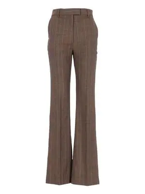 GANNI Pinstriped Wool Trousers - Brown
