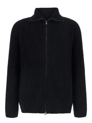 Tagliatore Zip-up Wool Blend Cardigan - Black