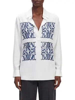 Max Mara Monogram Print Silk Shirt - Multicolor