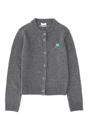 GANNI Cardigan With Logo - Gray