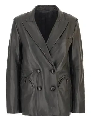 BLAZÉ MILANO Double Breasted Leather Jacket - Multicolor