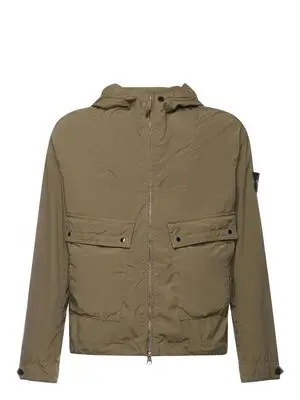 Stone Island Lightweight Canvas Hooded Jacket - Green