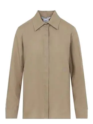 Max Mara Falasco Linen M Logo Shirt - Multicolor