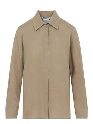 Max Mara Falasco Linen M Logo Shirt - Multicolor