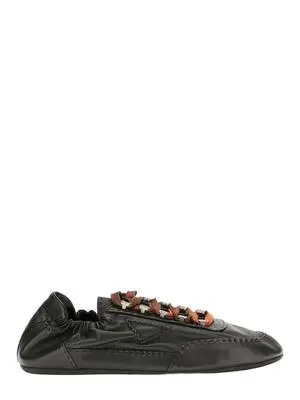 Prada PRADA Lambskin Brogue Sneakers Black
