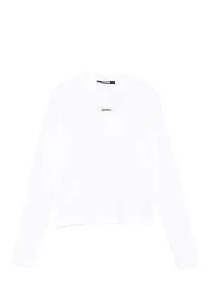Jacquemus Long Sleeve Cropped T-shirt - White