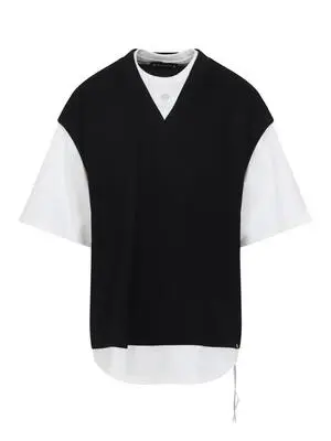 MASTERMIND WORLD Layered Short Sleeves Vest Tee - Black