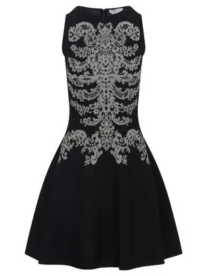 Alexander McQueen Viscose Jacquard Mini Dress - Black