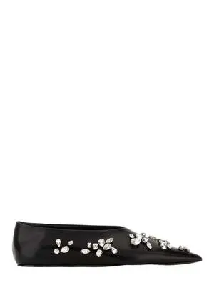JIL SANDER Leather Ballerinas - Black