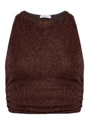 Oseree Lumière Cropped Top - Brown