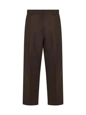 TOTEME Stretch Wool Blend Straight Trousers - Multicolor