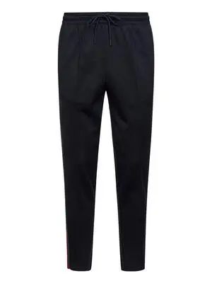Gucci Gucci Men Dark Blue Technical Jersey Jogging Trousers With Web Multicolor