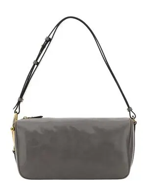 Gucci Smooth Calfskin Shoulder Bag With Adjustable Handle And Zip Closure - Gray