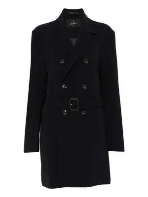 MONTECORE Double-breasted Coat With Belt - Blue