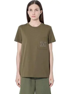 Max Mara MAX MARA Logo Patch Pocket T-Shirt Green
