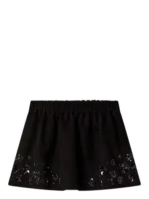 GOLDEN GOOSE Cotton Blend Midi Skirt With Floral Sequin And Crystal Details - Black