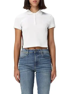 Gucci Cropped Slim Fit Cotton Polo Shirt With Web Detail - White