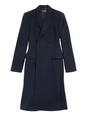 Balenciaga Godet Brushed Wool Midi Coat - Blue