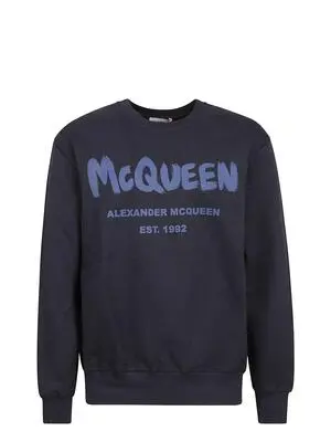 Alexander McQueen Alexander Mcqueen Cotton Logo Sweatshirt Men Blue