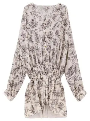 GOLDEN GOOSE Floral Pattern Short Cotton Dress - Multicolor