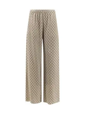Gucci Primavera Silk Trousers With Gg Print - Multicolor
