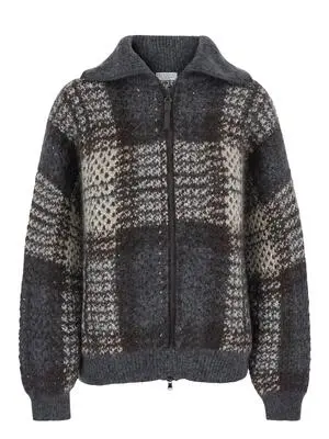 BRUNELLO CUCINELLI Brunello Cucinelli Women Multicolor Jacket With Folded High Collar And Dropped Shoulders In Wool Blend For Women