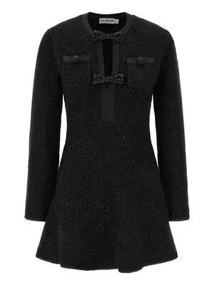 SELF-PORTRAIT Sequin Knit Mini Dress - Black