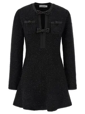 SELF-PORTRAIT Sequin Knit Mini Dress - Black