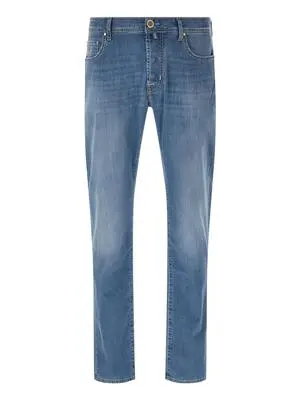 Jacob Cohen Bard Stonewashed Cotton Blend Jeans - Blue