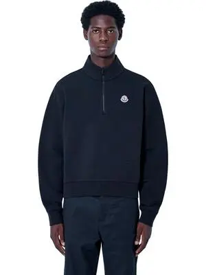 Moncler MONCLER Half-Zip Cotton Sweatshirt With Logo Patch Black