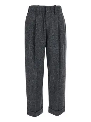 Brunello Cucinelli Wool Blend Pleated Trousers - Multicolor