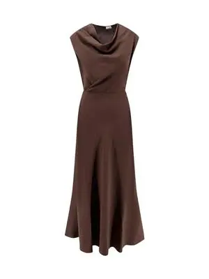 Brunello Cucinelli BRUNELLO CUCINELLI Flared Twill Fluid Virgin Wool Dress Multicolor